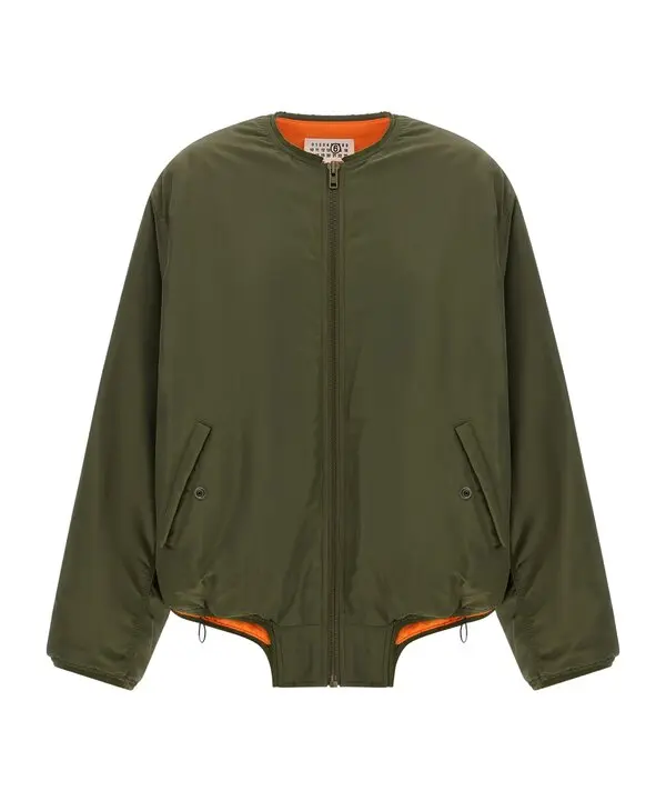 MAISON MARGIELA Zip Up Bomber Jacket With Stand Collar - Khaki