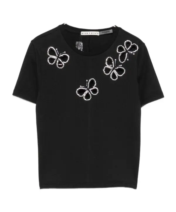 ALICEOLIVIA Alice + Olivia Embellished Butterfly T-shirt