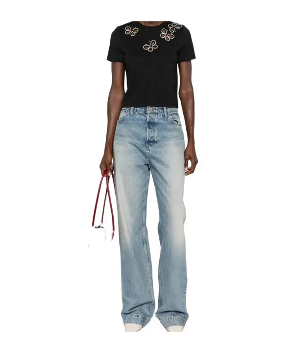 ALICEOLIVIA Alice + Olivia Embellished Butterfly T-shirt