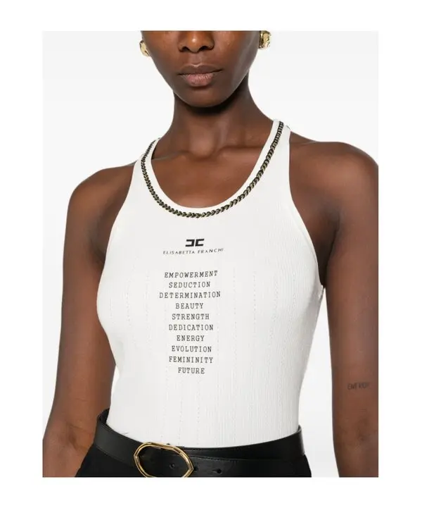 Elisabetta Franchi Ribbed Knit Chain-trimmed Tank Top