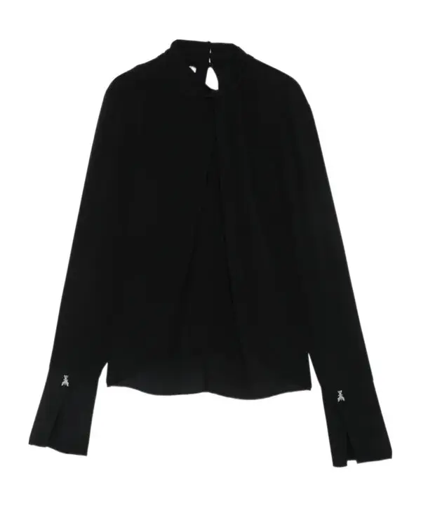 Patrizia Pepe Pleated High-neck Blouse - Black