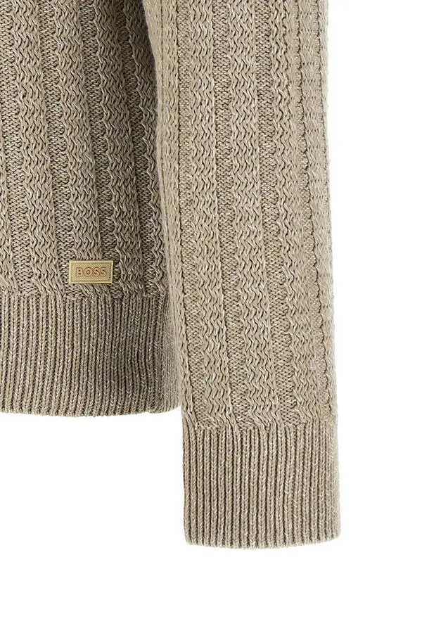 Hugo Boss Cotton Sweater With Jacquard Weave