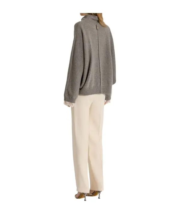 Alberta Ferretti Cashmere Sweater With Lace Cuffs