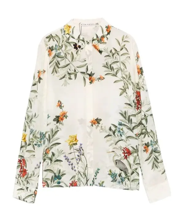 ALICEOLIVIA Alice + Olivia Floral Print Silk-blend Shirt