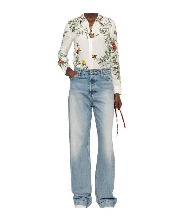 ALICEOLIVIA Alice + Olivia Floral Print Silk-blend Shirt