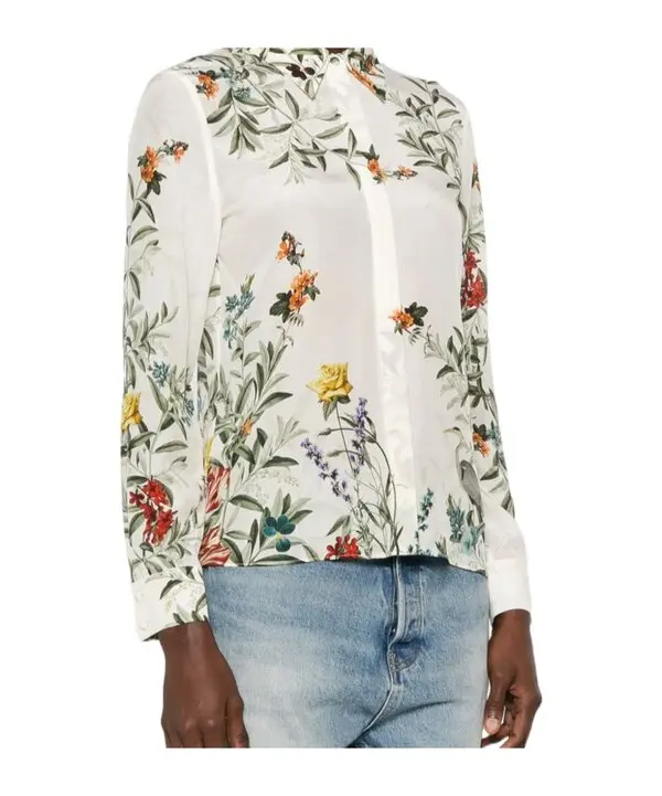 ALICEOLIVIA Floral-print Silk-blend Shirt