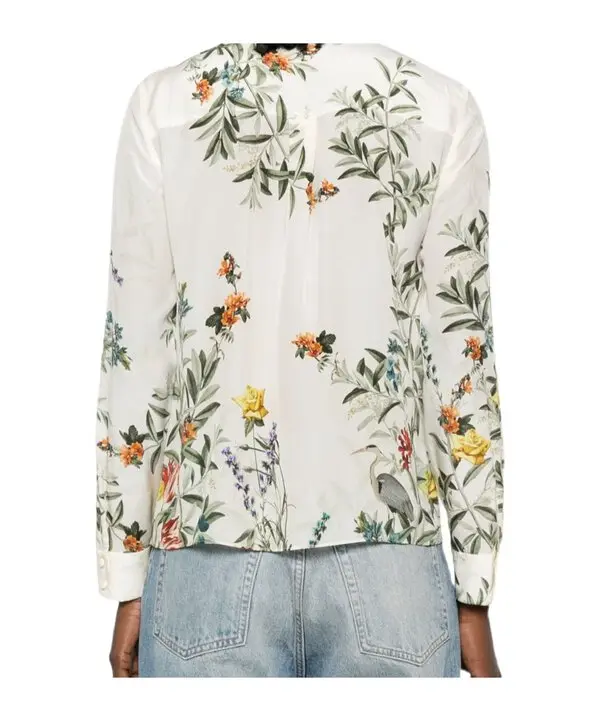 ALICEOLIVIA Floral-print Silk-blend Shirt