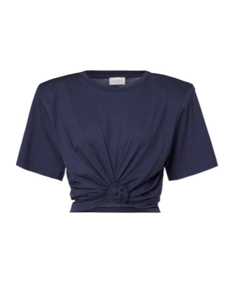 Magda Butrym Cropped Cotton-blend T-shirt - Blue