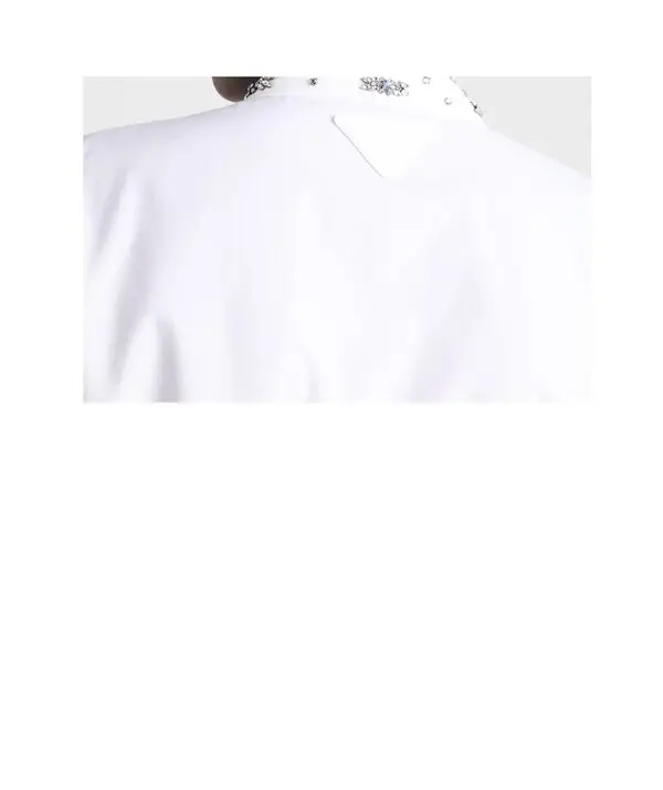 Prada Embellished Collar Short Sleeve Poplin Shirt