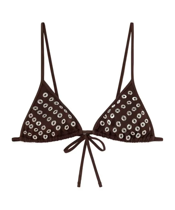 Gimaguas Eyelet-embellished Triangle Bikini Top