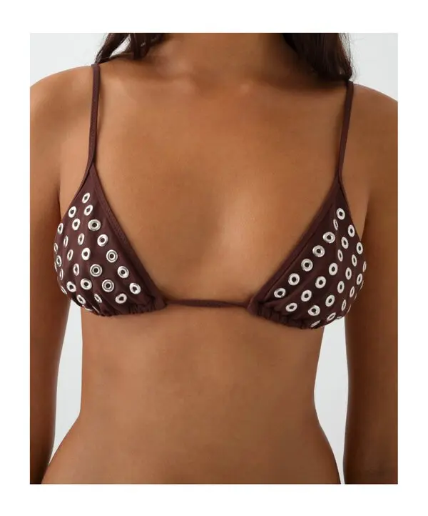 Gimaguas Eyelet-embellished Triangle Bikini Top