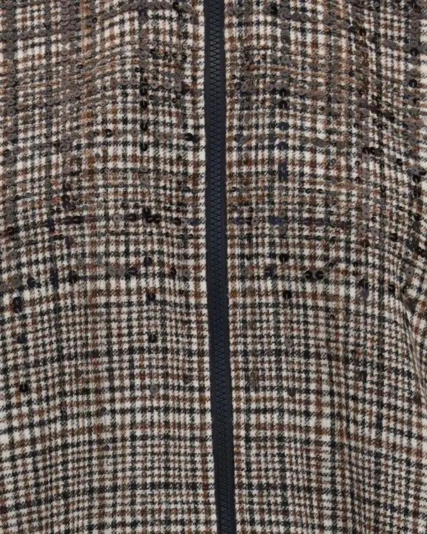 Brunello Cucinelli Sequin Check Bomber Jacket - Beige Tab