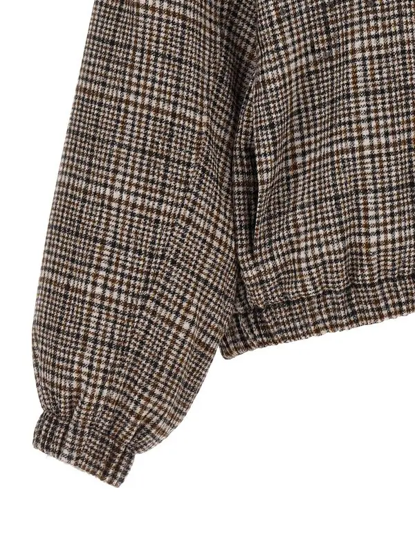 Brunello Cucinelli Sequin Check Bomber Jacket - Beige Tab