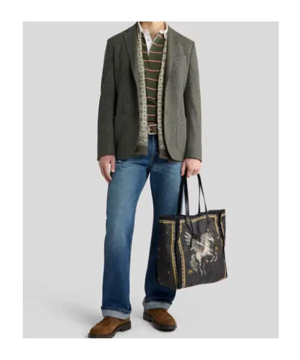 Etro Nylon Tote Bag With Pegaso Print - Black