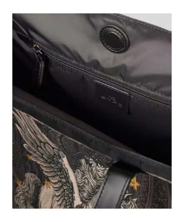 Etro Nylon Tote Bag With Pegaso Print - Black