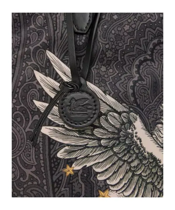 Etro Nylon Tote Bag With Pegaso Print - Black