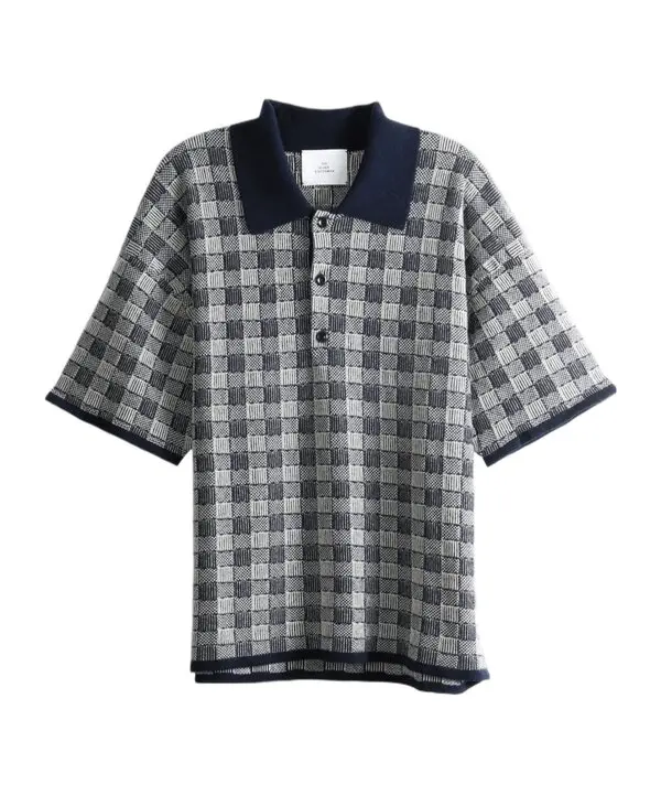 THE ELDER STATESMAN Checked Short-sleeve Polo Shirt