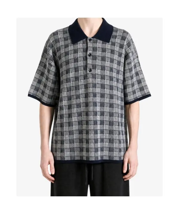 THE ELDER STATESMAN Checked Short-sleeve Polo Shirt