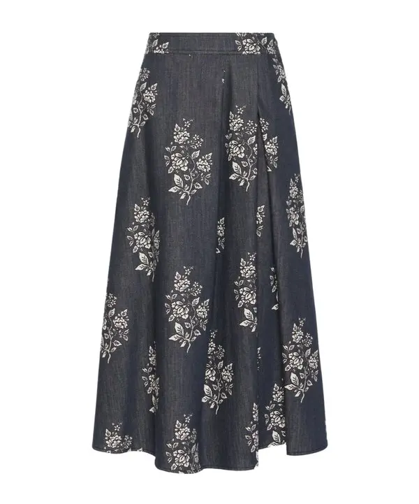 Max Mara Pleated Print Midi Skirt