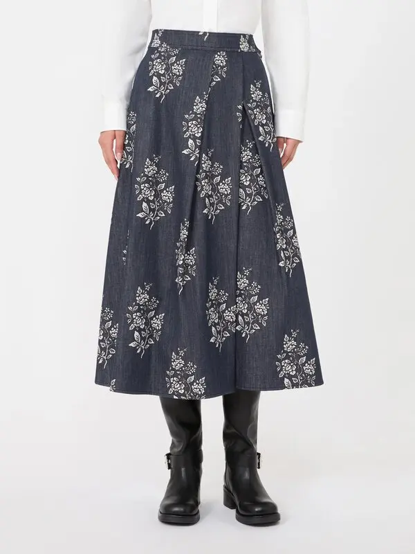 Max Mara Pleated Print Midi Skirt