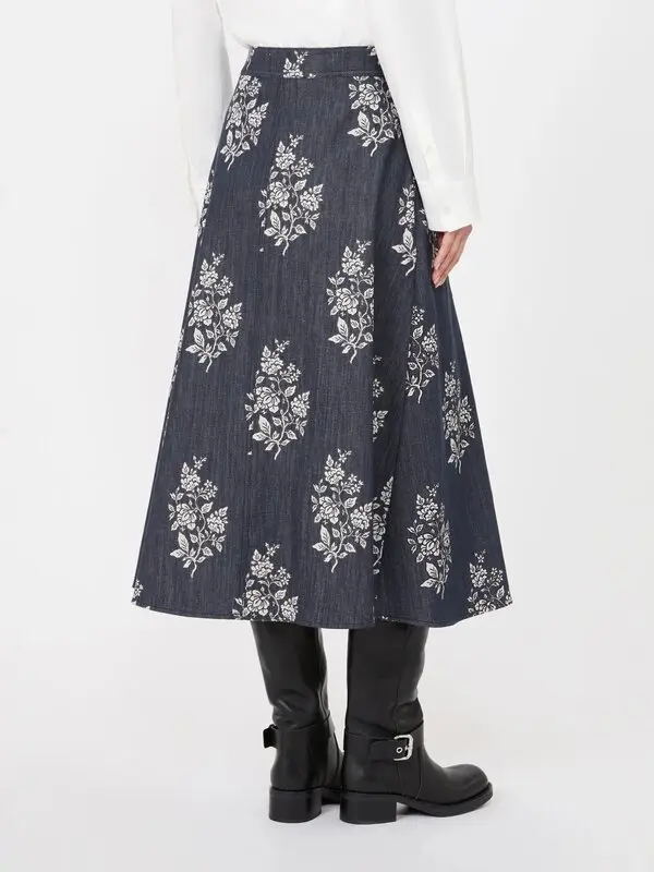 Max Mara Pleated Print Midi Skirt