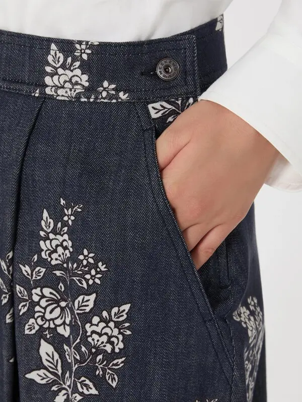 Max Mara Pleated Print Midi Skirt
