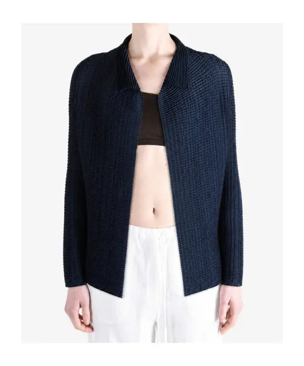 Issey Miyake Pleated Jacket - Dark Navy