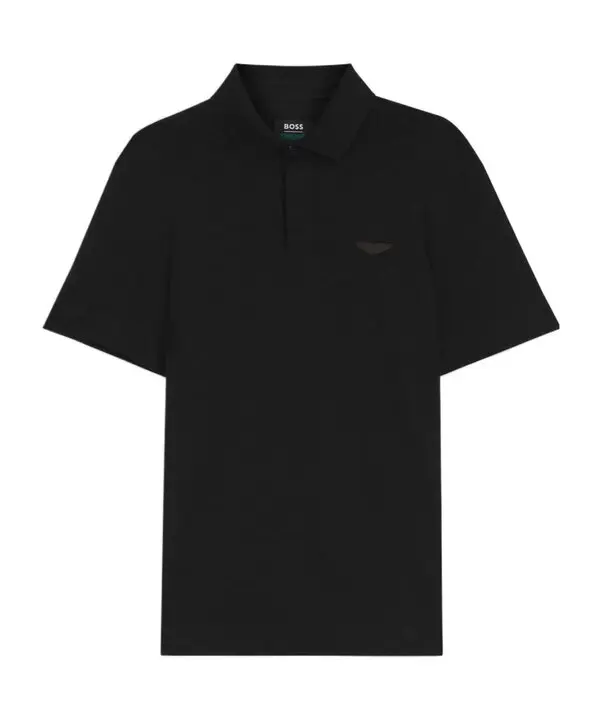 Hugo Boss X Aston Martin Polo Shirt In Mercerized Cotton Jacquard - Black