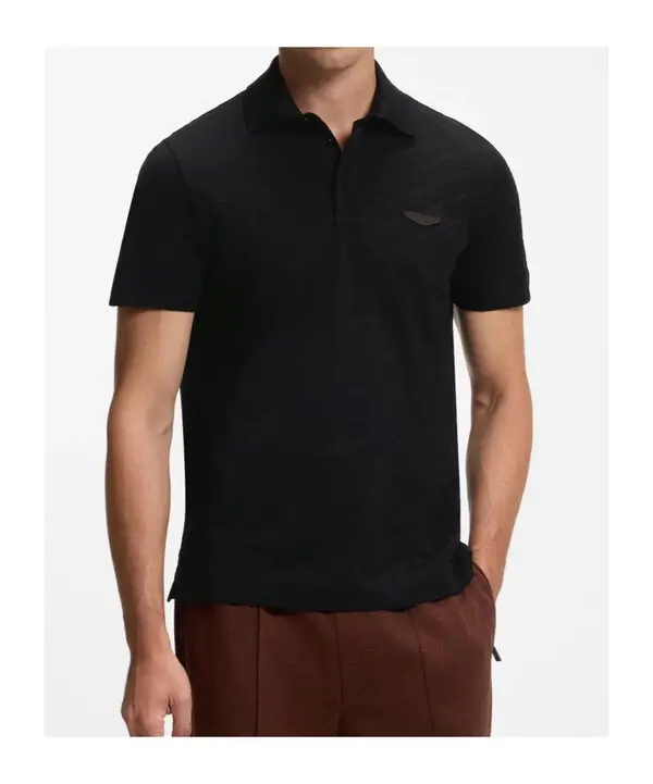Hugo Boss X Aston Martin Polo Shirt In Mercerized Cotton Jacquard - Black