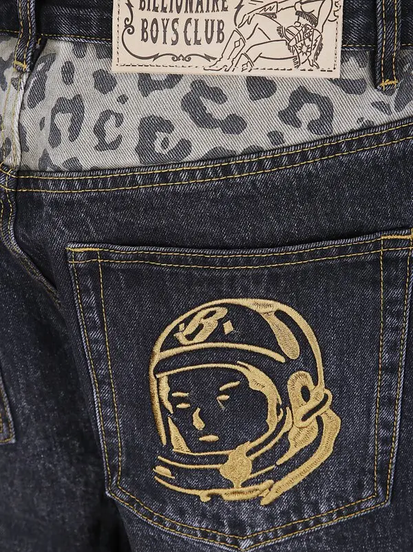 BILLIONAIRE BOYS CLUB Leopard-print Panel Denim Shorts