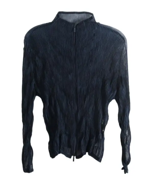 Issey Miyake Zip-up Mesh Sweatshirt - Dark Navy