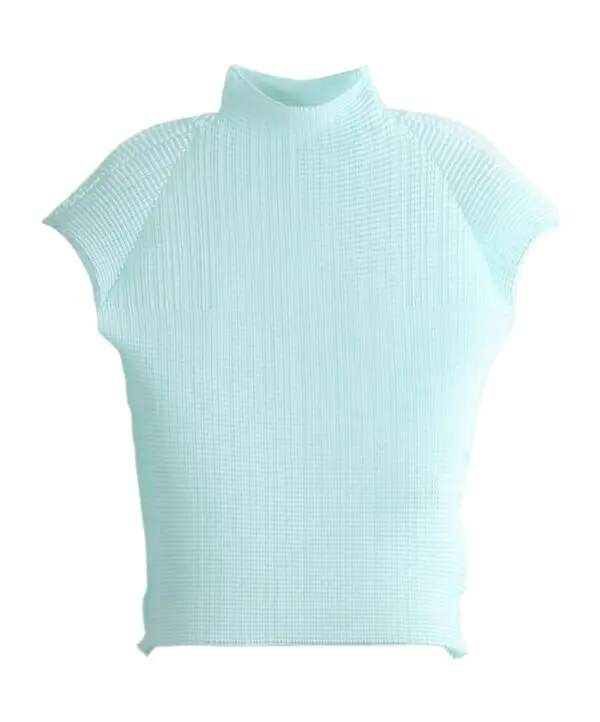 Issey Miyake Wooly Pleats-68 Pleated High-neck Top - Blue