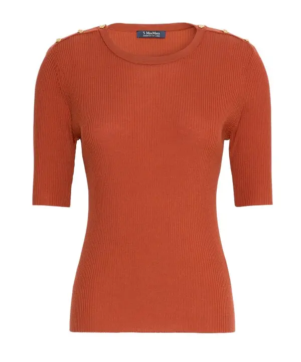 Max Mara Riviera Ribbed Knitted Top - Orange