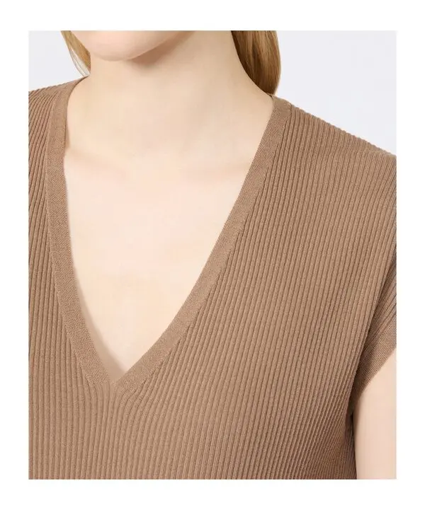 Max Mara Fine Rib-knit V-neck Gilet