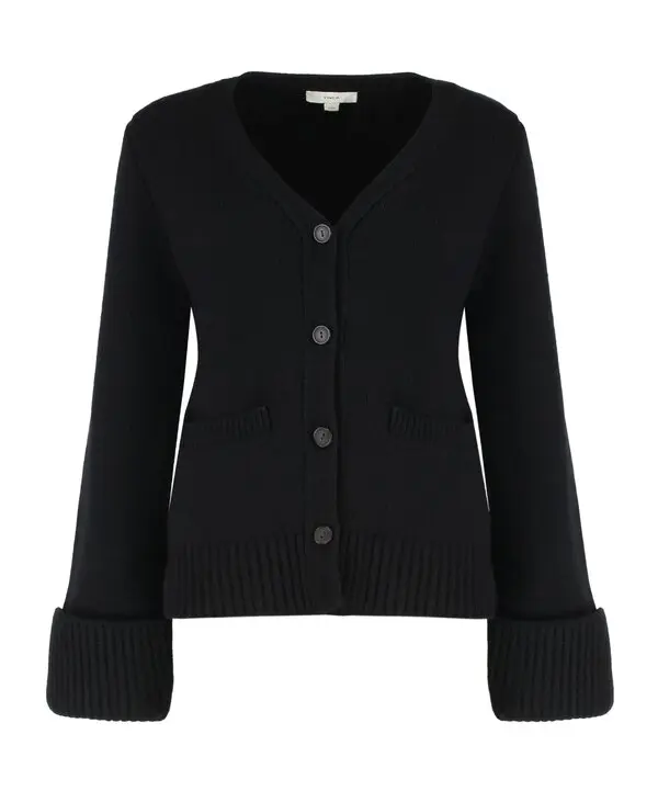 Vince Double-faced Ribbed Cardigan - Black