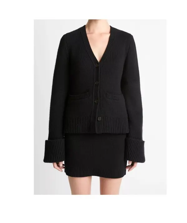 Vince Double-faced Ribbed Cardigan