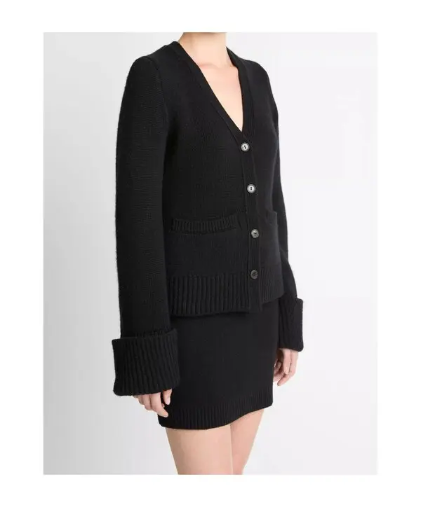 Vince Double-faced Ribbed Cardigan