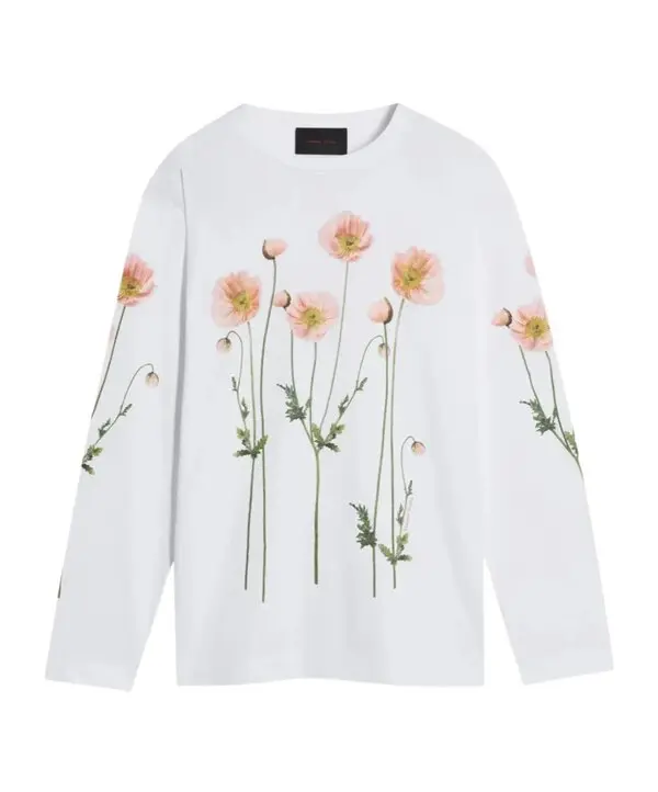 Simone Rocha Long Sleeve Poppy Print T-shirt