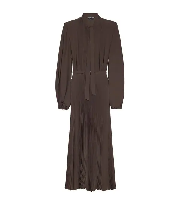 TOM FORD Silk Plissé Sunray Maxi Shirt Dress