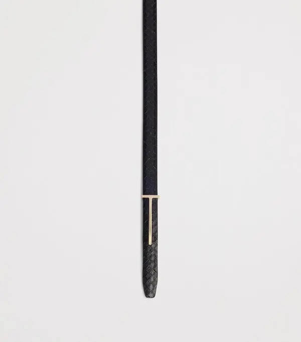 TOM FORD Leather Python-print T Icon Belt