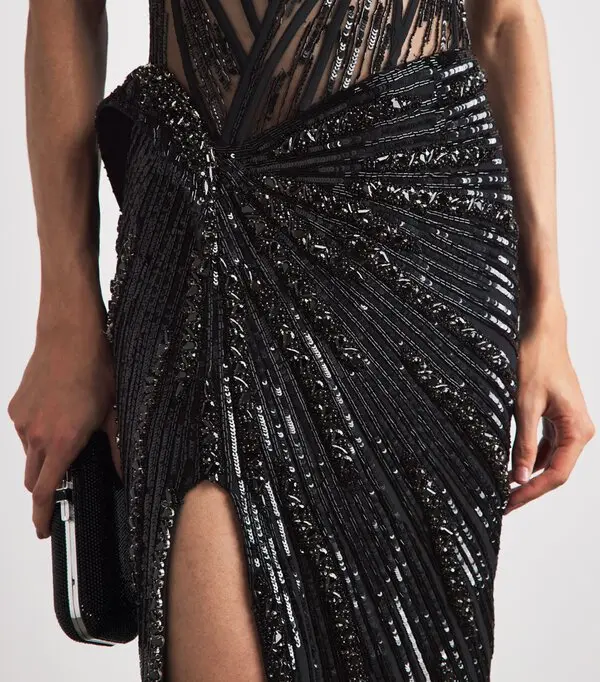 GAURAV GUPTA Off-the-shoulder Gown With Crystal Embroidery And Sculptural Drape