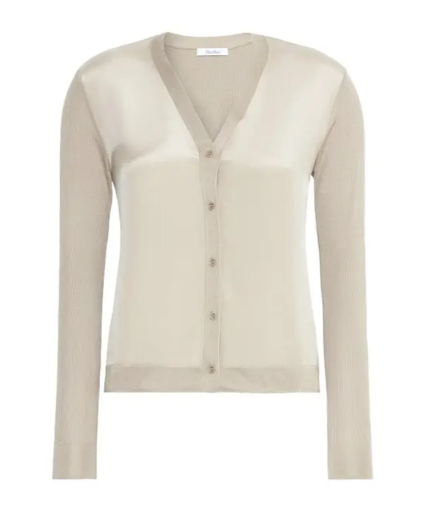 Max Mara Long-sleeved V-neck Knit Cardigan - Stone