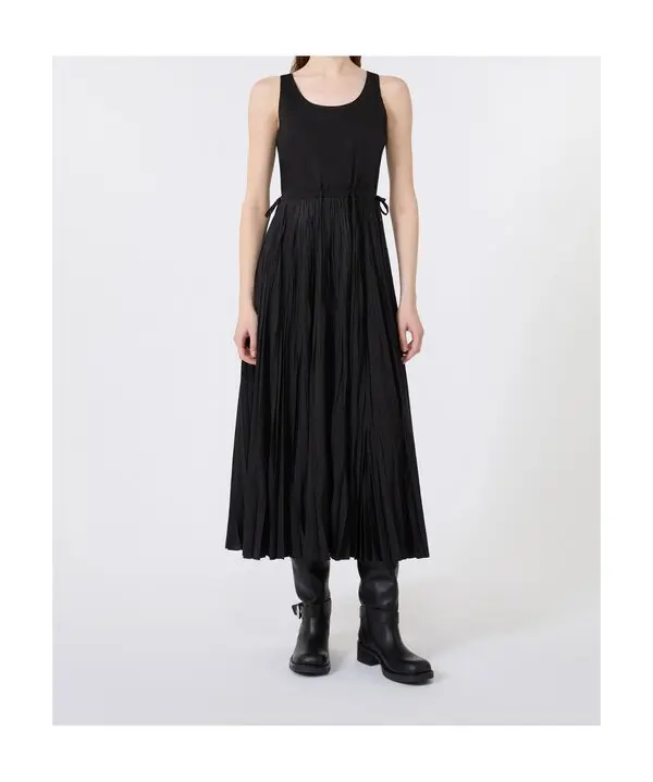 Max Mara Sleeveless Midi Dress With Pleated Skirt