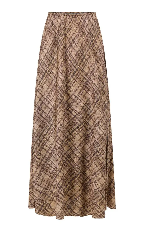 INTO THE EAST Plaid Ombre Silk Maxi Skirt - Stripe