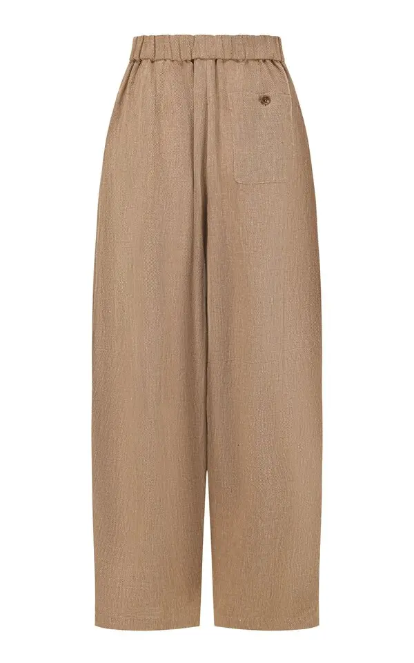 INTO THE EAST Woven Linen Curved Pants