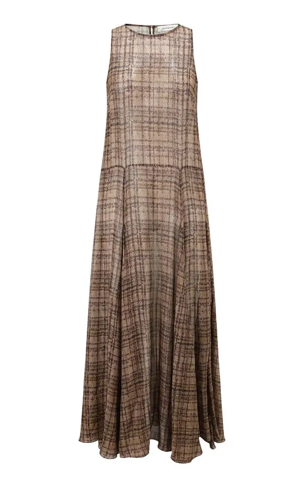 INTO THE EAST Plaid Ombre Full Flare Maxi Dress - Stripe