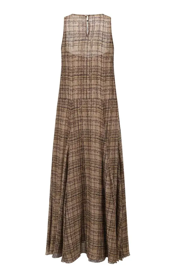 INTO THE EAST Plaid Ombre Full Flare Maxi Dress