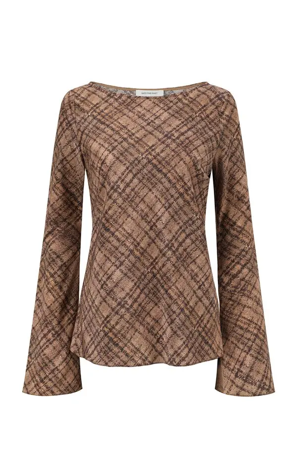 INTO THE EAST Plaid Ombre Silk Top
