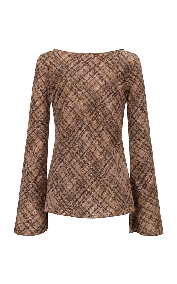 INTO THE EAST Plaid Ombre Silk Top