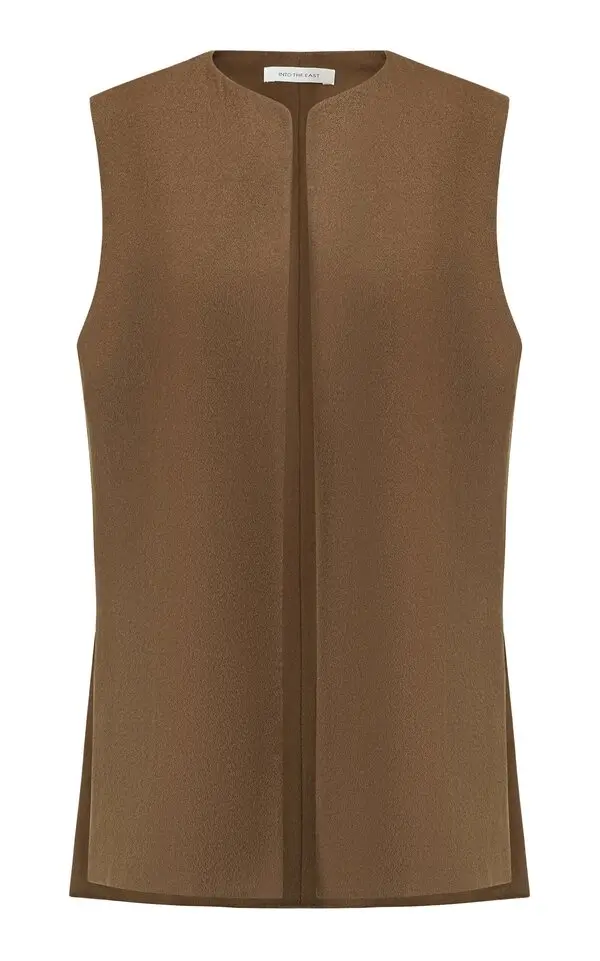 INTO THE EAST Minimalist Cashmere Vest - Brown